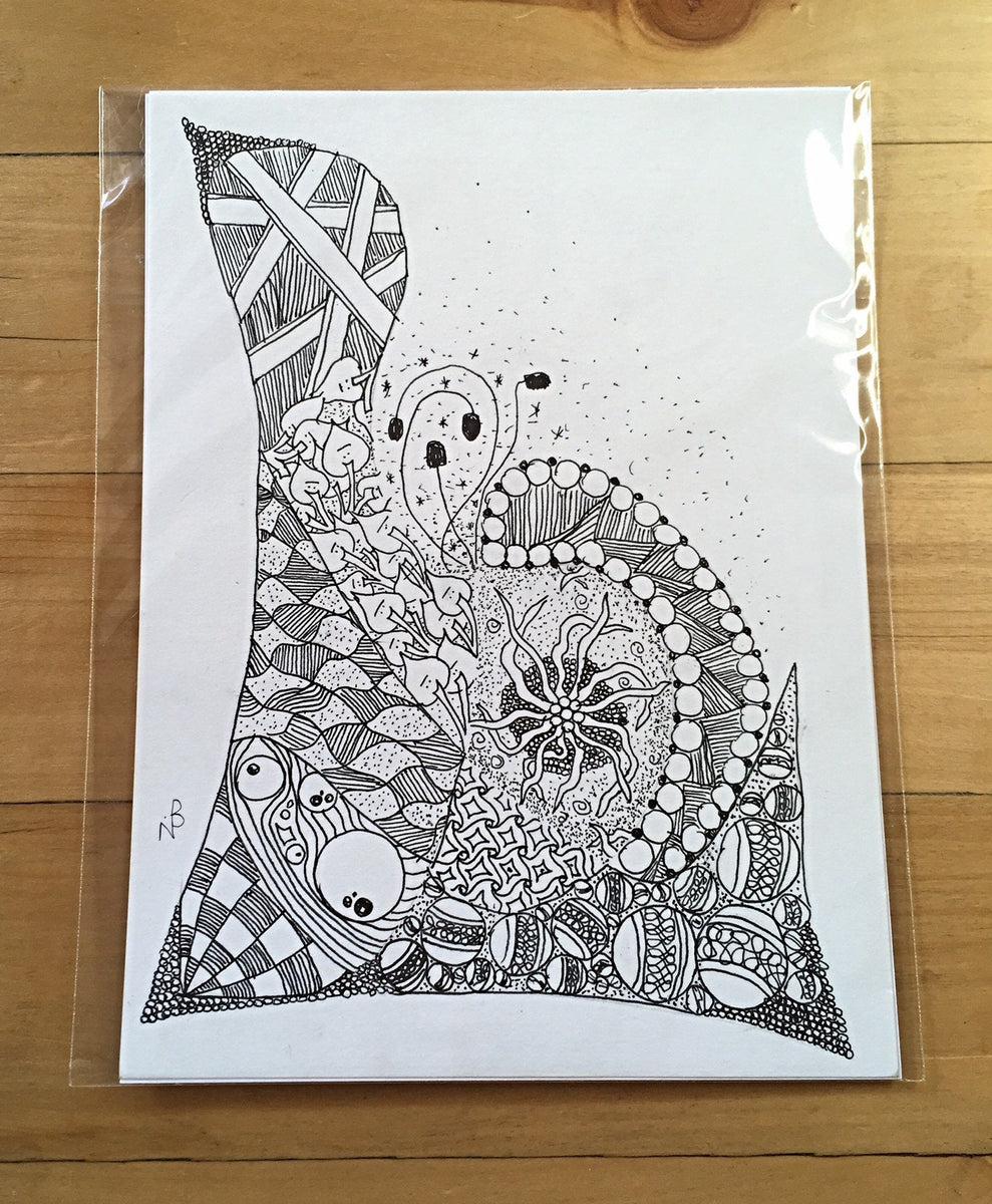 Original ink hand drawn Zentangle wall art. – Crooked Mead Woodcraft